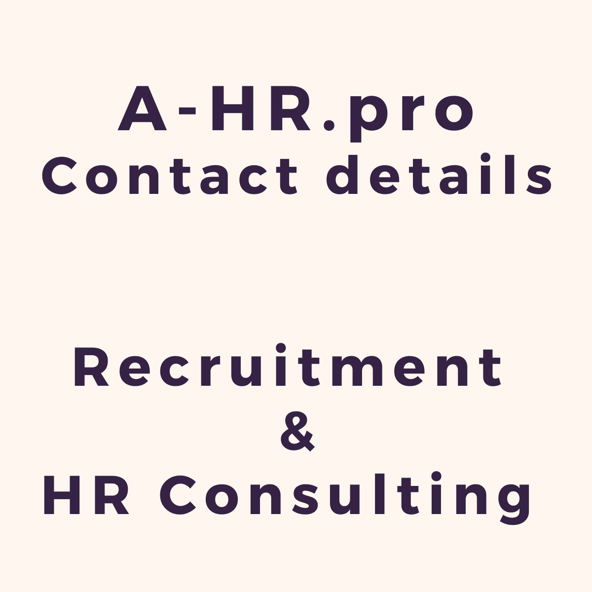 Contact details | A-HR - Professional HR Services